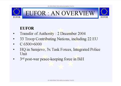 EUFOR : An Overview | Public Intelligence