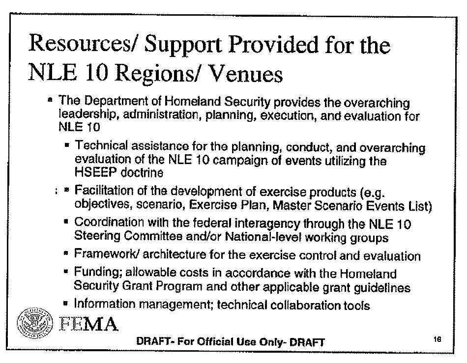 National Level Exercise 2010 (NLE 10) Exercise Overview | Public ...