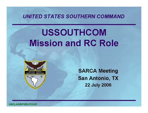 U.S. Southern Command Mission and RC Role | Public Intelligence