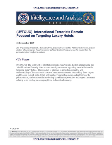 (U//FOUO) International Terrorists Remain Focused on Targeting Luxury ...