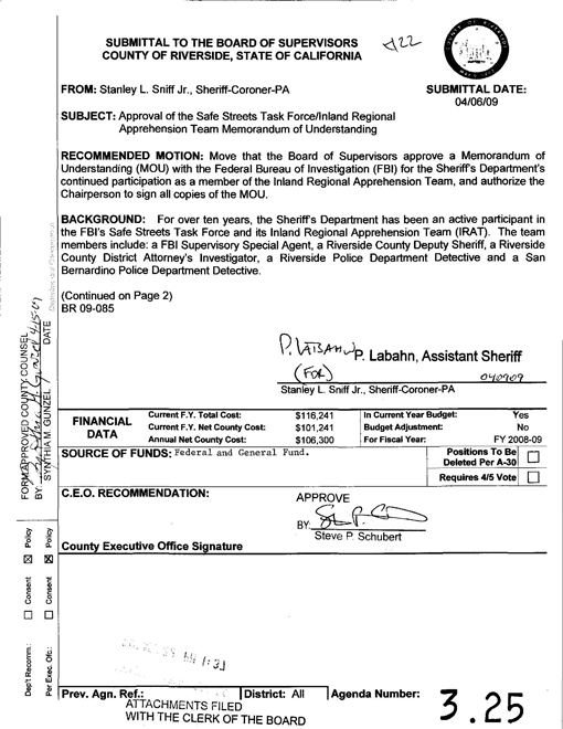 FBI-Riverside Sherriff’s Office MOU | Public Intelligence