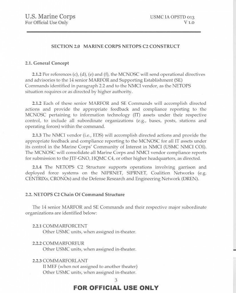 Marine Corps Information Assurance Operational Standard: NETOPS and ...