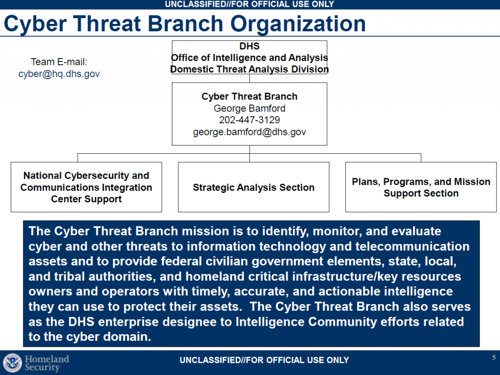 DHS Cyber Threat to the U.S. | Public Intelligence