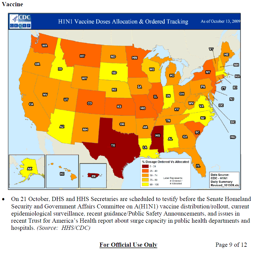 DHS Influenza A(H1N1) National Integrated Report | Public Intelligence