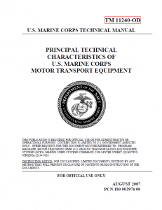 USMC Motor Transport Equipment Technical Specifications | Public ...
