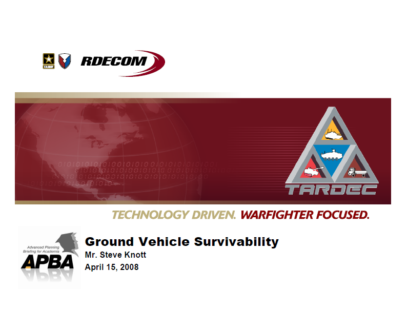 Army TARDEC Ground Vehicle Survivability | Public Intelligence