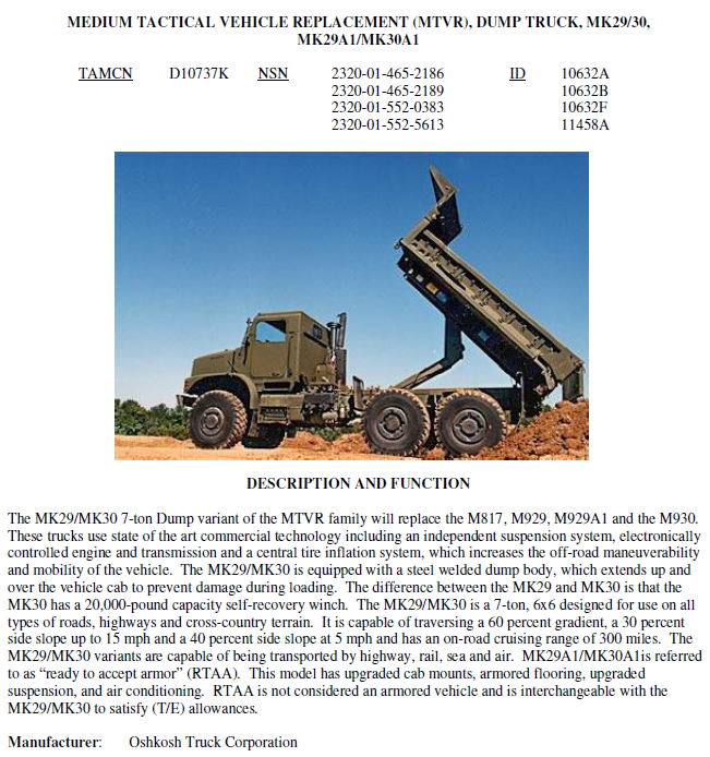 USMC Motor Transport Equipment Technical Specifications | Public ...