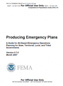 FEMA Draft Comprehensive Preparedness Guide (CPG) 101: Producing ...