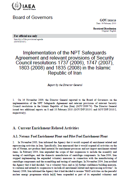 IAEA Report Alleging Iran’s Intention to Create a Nuclear Warhead ...