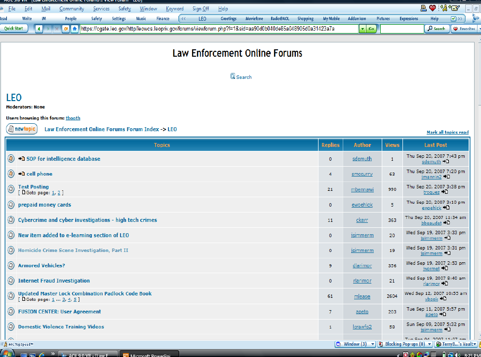 Law Enforcement Online Virtual Command Centers Brief | Public Intelligence