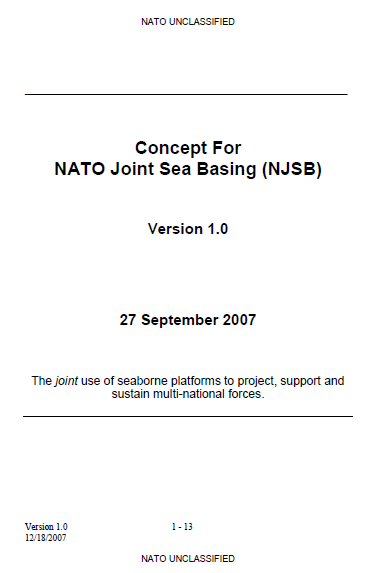 Concept For NATO Joint Sea Basing (NJSB) | Public Intelligence
