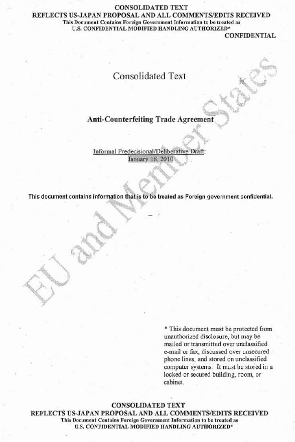 Anti-Counterfeiting Trade Agreement (ACTA) 2010 Draft Full Text ...