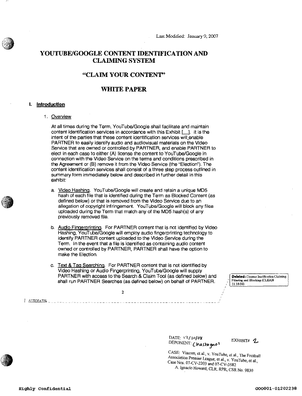 YouTube/Google “Claim Your Content” Content Identification and Claiming ...