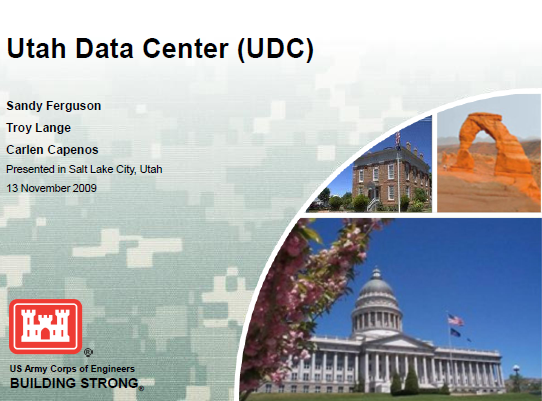 U.S. Army Corps of Engineers Utah Data Center (UDC) Brief | Public ...