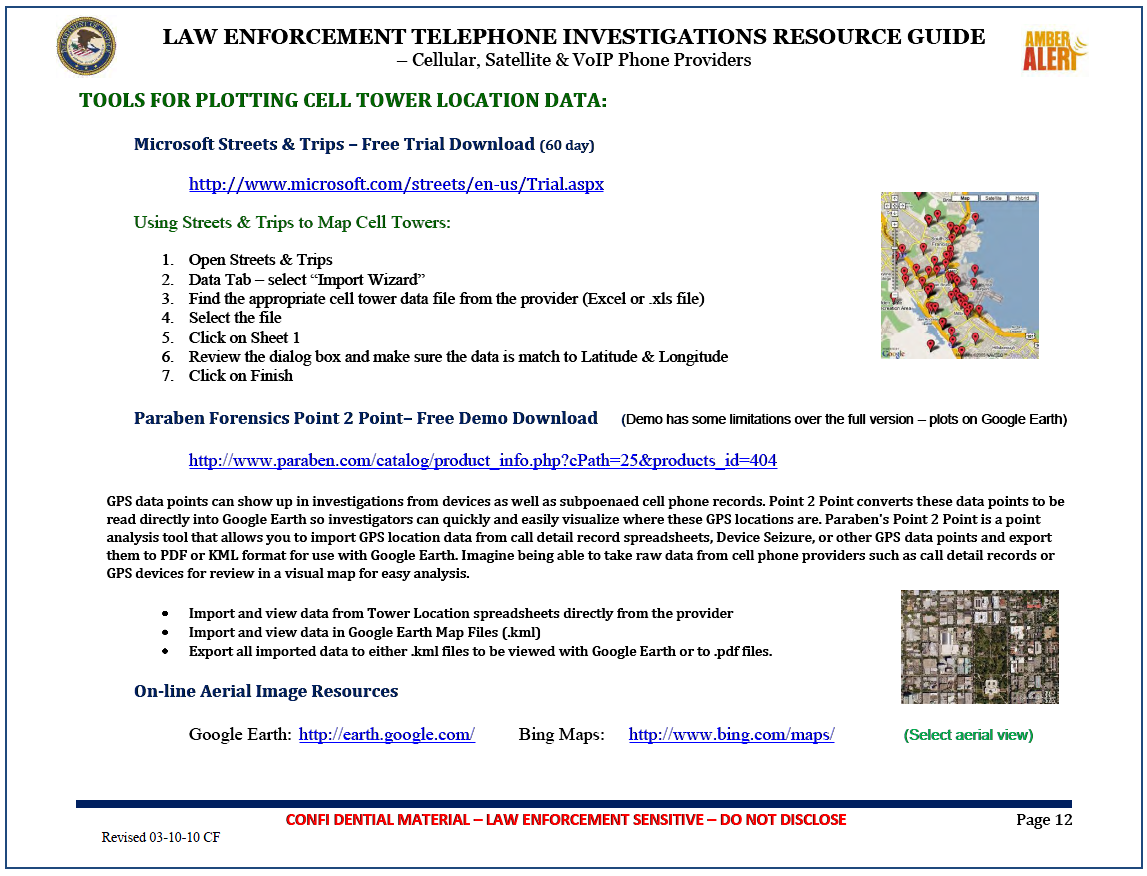 Confidential Law Enforcement Telephone, Cellular, Satellite & VoIP ...