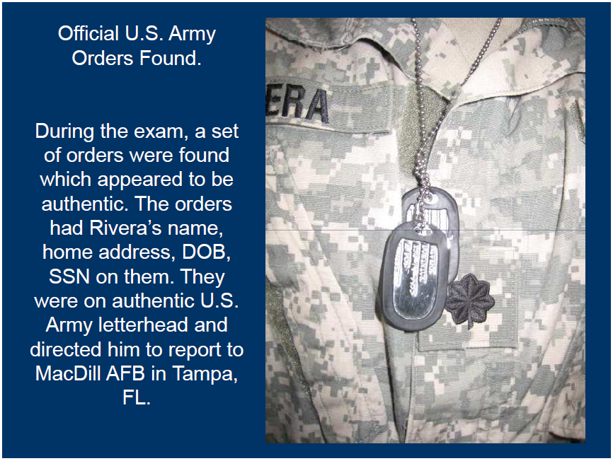 Customs and Border Protection Colombian US Army Imposter Briefing ...