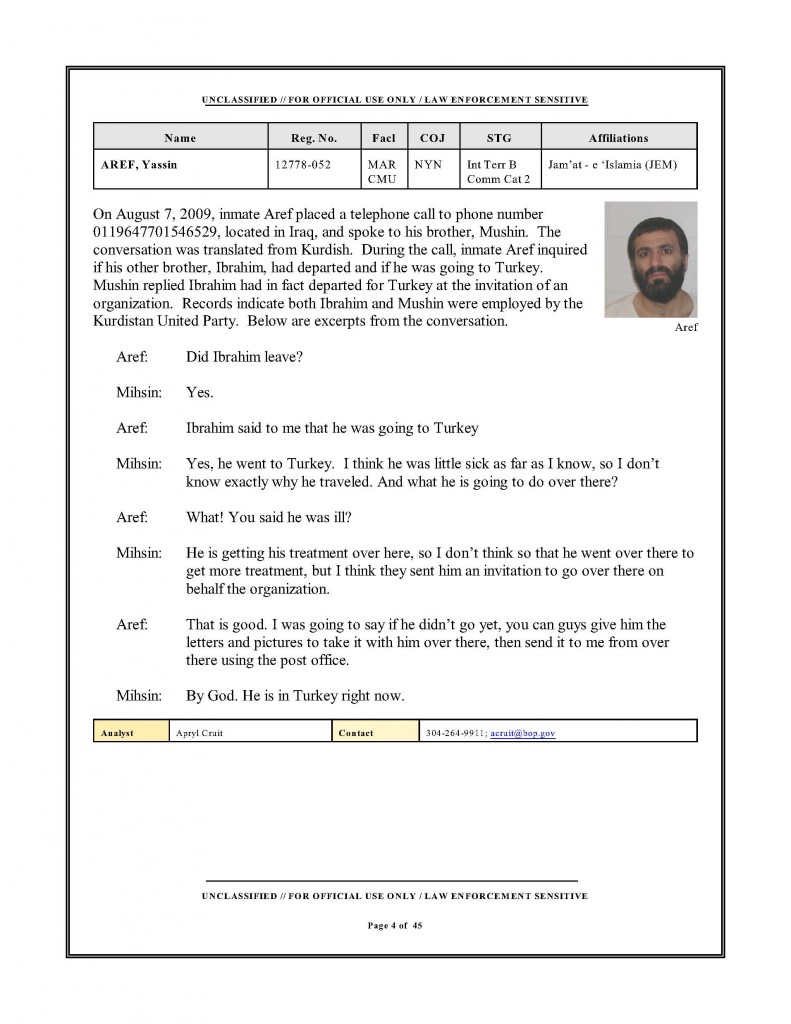 (U//FOUO/LES) Federal Bureau of Prisons Counter-Terrorism Unit Inmate ...