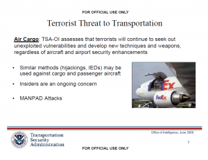 (U//FOUO) TSA Air Cargo Threat Overview | Public Intelligence