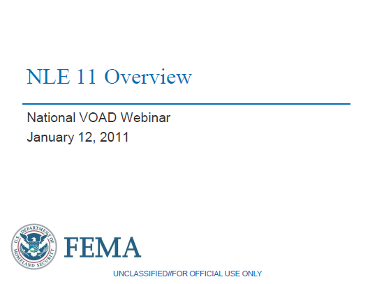(U//FOUO) FEMA National Level Exercise 2011 Overview Presentation ...