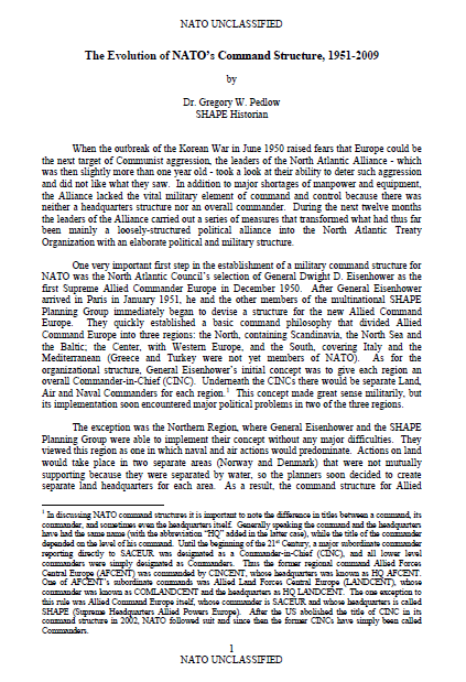 The Evolution of NATO’s Command Structure, 1951-2009 | Public Intelligence