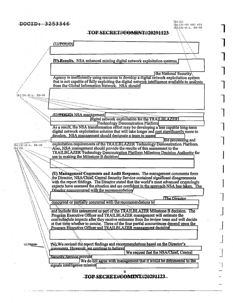 Declassified DoD Inspector General Report on NSA Thinthread and ...