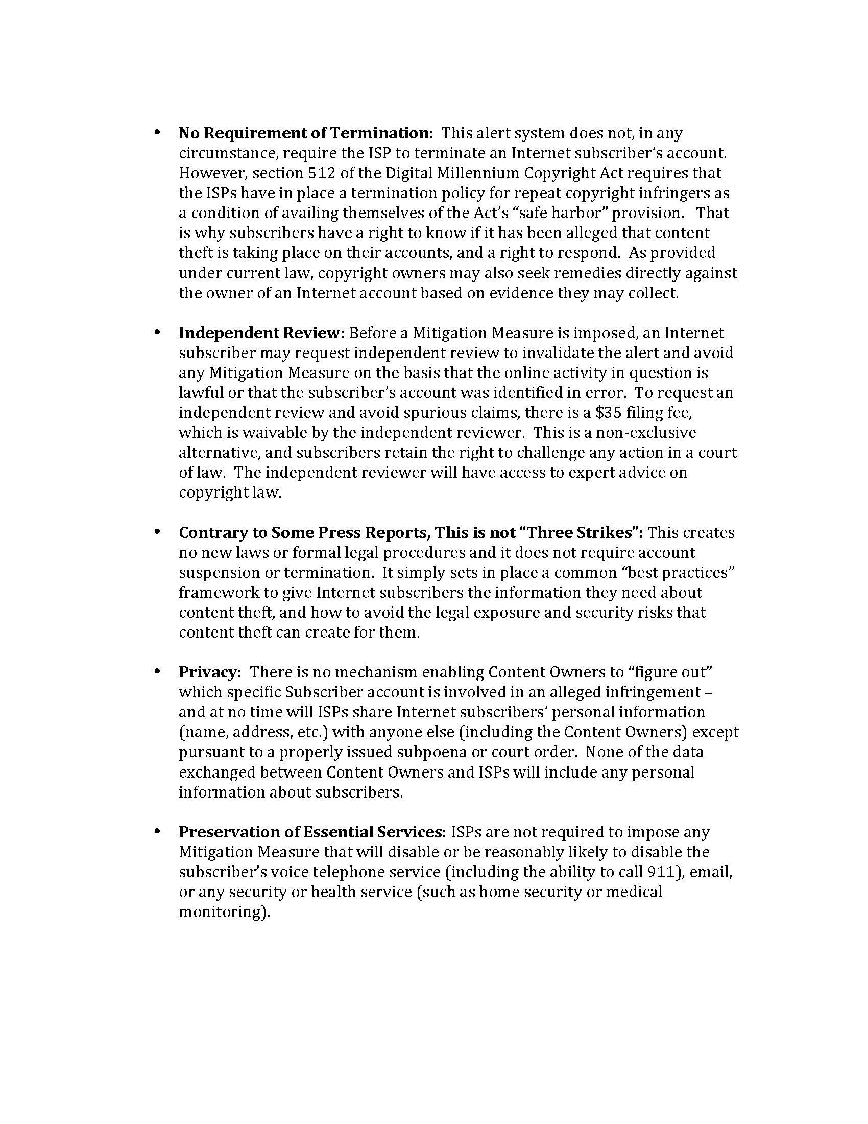 Center for Copyright Information ISP Copyright Alert System Fact Sheet ...