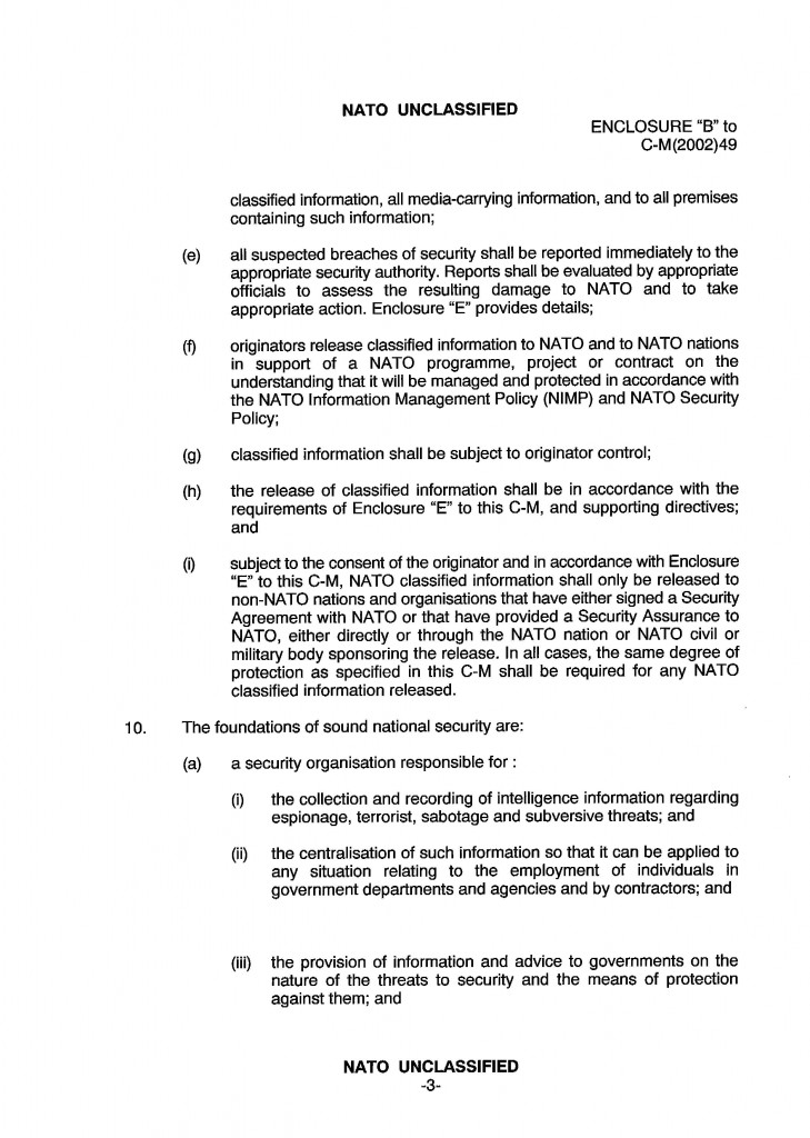 Comprehensive Agreements on Security of Information Within the North ...