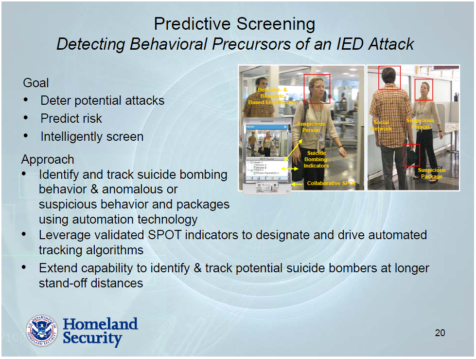 DHS Social Network Analysis, Behavioral Threat Detection, Biometrics ...