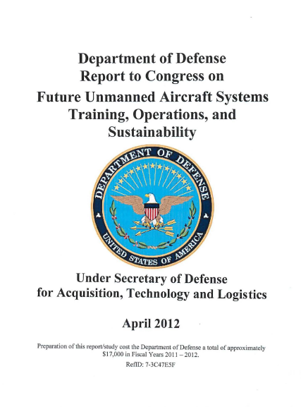 DoD Report to Congress on Future Unmanned Aircraft Systems Training and ...