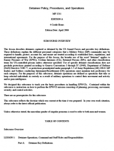 U.S. Army Military Police School Detainee Policy, Procedures, and ...