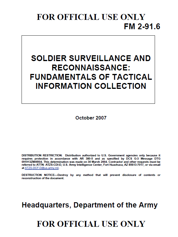 (U//FOUO) U.S. Army Soldier Surveillance: Fundamentals of Tactical ...