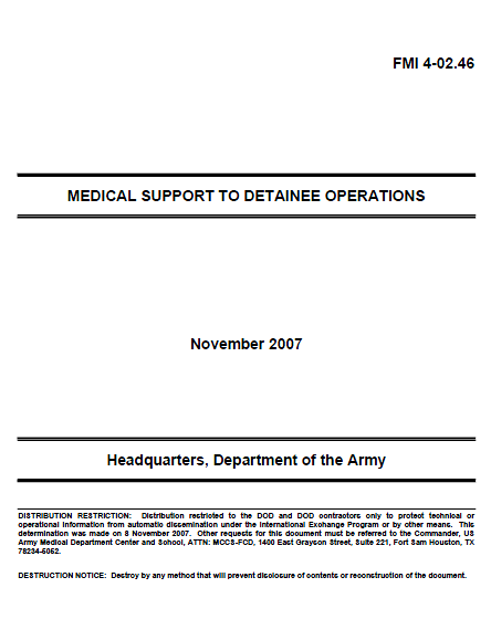 Restricted U.S. Army Medical Support to Detainee Operations Manual ...