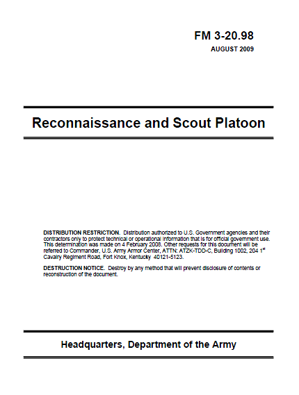 Restricted U.S. Army Reconnaissance and Scout Platoon Manual | Public ...