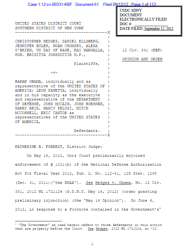 National Defense Authorization Act (NDAA) 2012 Indefinite Detention ...