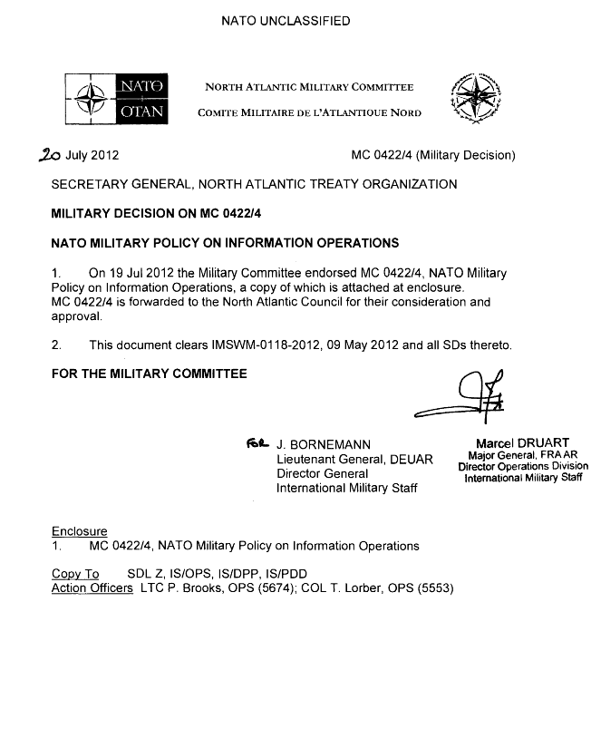 NATO Military Policy on Information Operations | Public Intelligence
