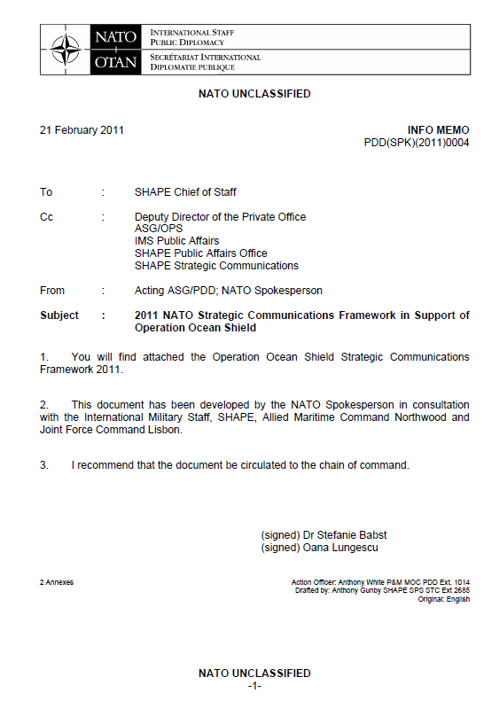 NATO Operation Ocean Shield Counter-Piracy Strategic Communications ...