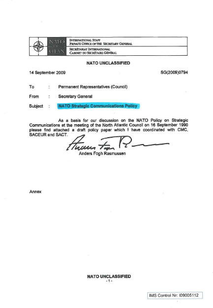 NATO Strategic Communications Policy | Public Intelligence