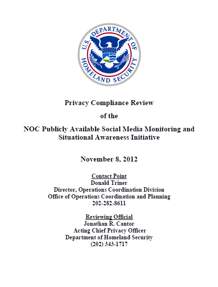DHS Social Media Monitoring and Situational Awareness Initiative ...
