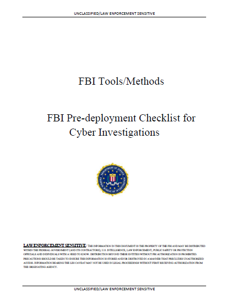 (U//LES) FBI Pre-Deployment Checklist for Cyber Investigations | Public ...