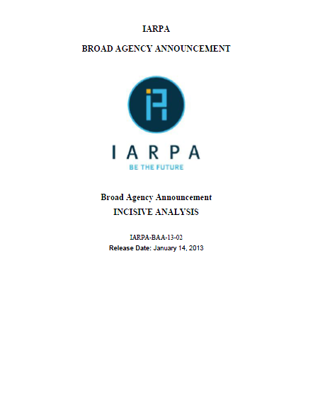 IARPA Office of Incisive Analysis Broad Agency Announcement | Public ...