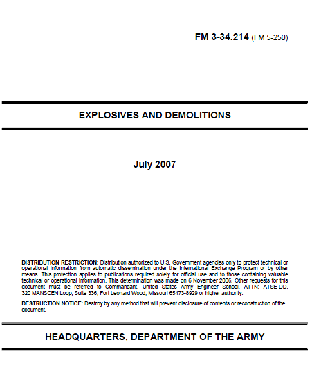 Restricted U.S. Army Explosives and Demolitions Manual | Public ...