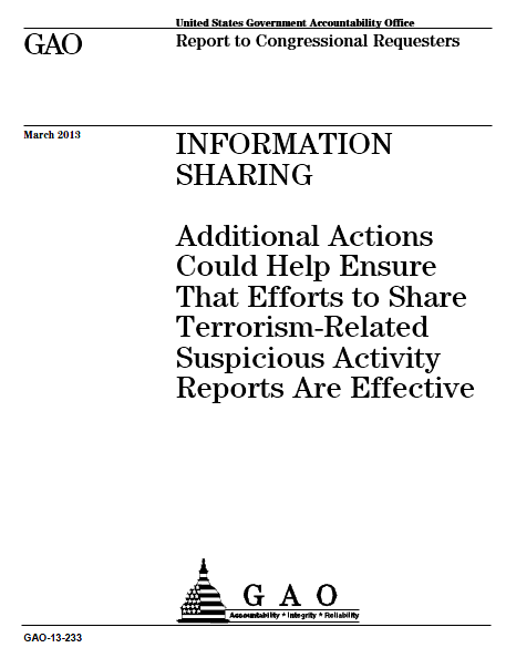 GAO Report: Increasing the Effectiveness of Efforts to Share Terrorism ...
