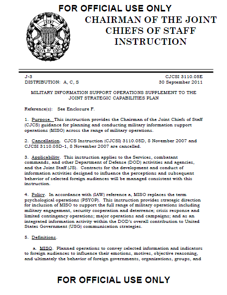 (U//FOUO) Joint Chiefs of Staff Instruction: Military Information ...
