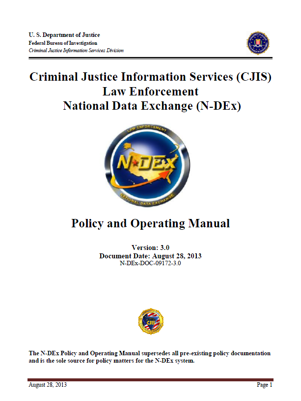 FBI Criminal Justice Information Services (CJIS) National Data Exchange ...