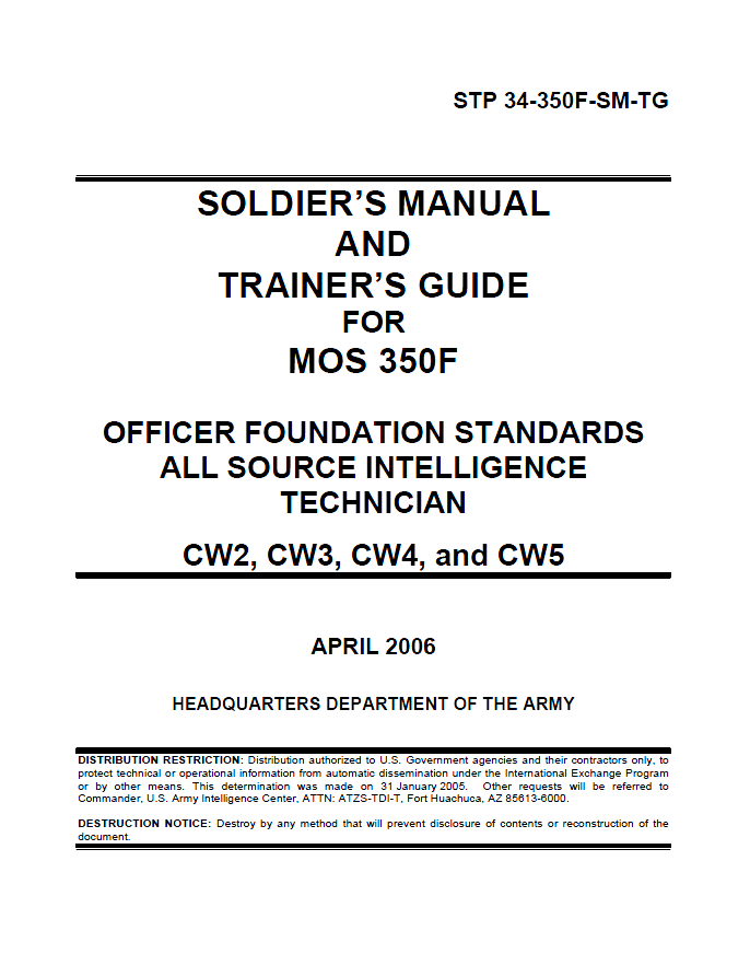 Restricted U.S. Army All Source Intelligence Technician Officer ...