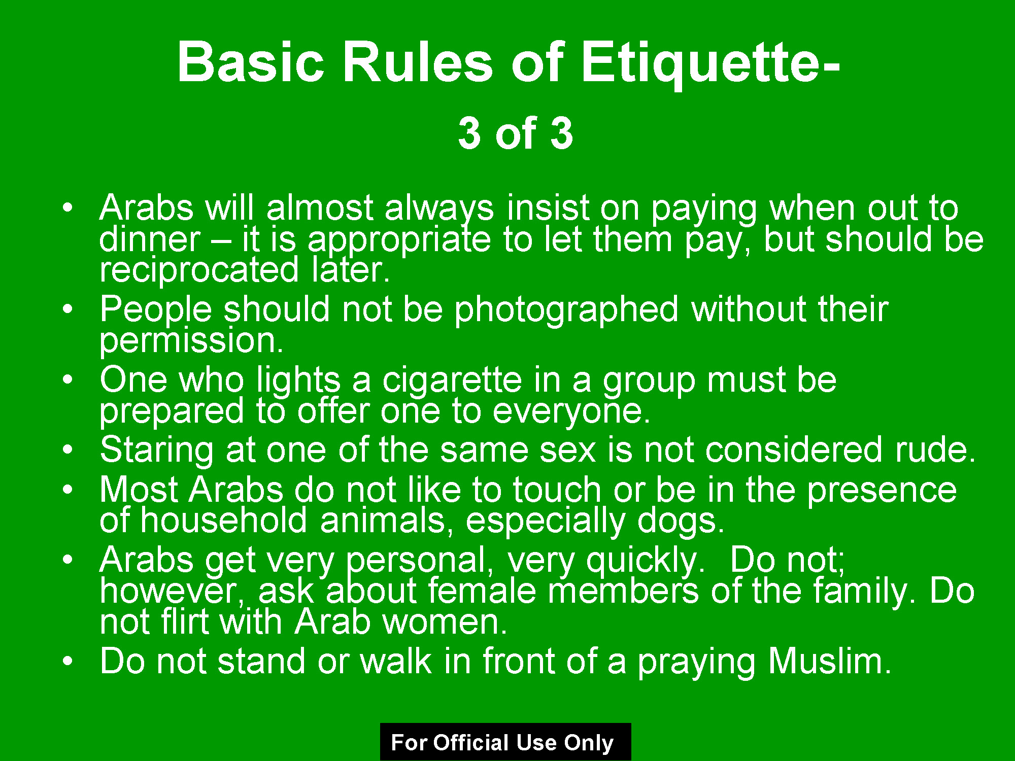 (U//FOUO) U.S. Army Presentation: If You Learn Nothing Else About Arab ...