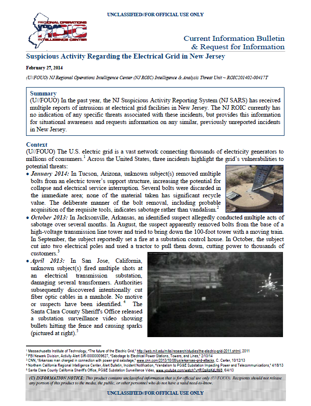(U//FOUO) New Jersey Fusion Center Bulletin: Suspicious Activity ...