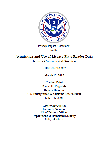 DHS Acquisition of License Plate Reader Data from a Commercial Service ...
